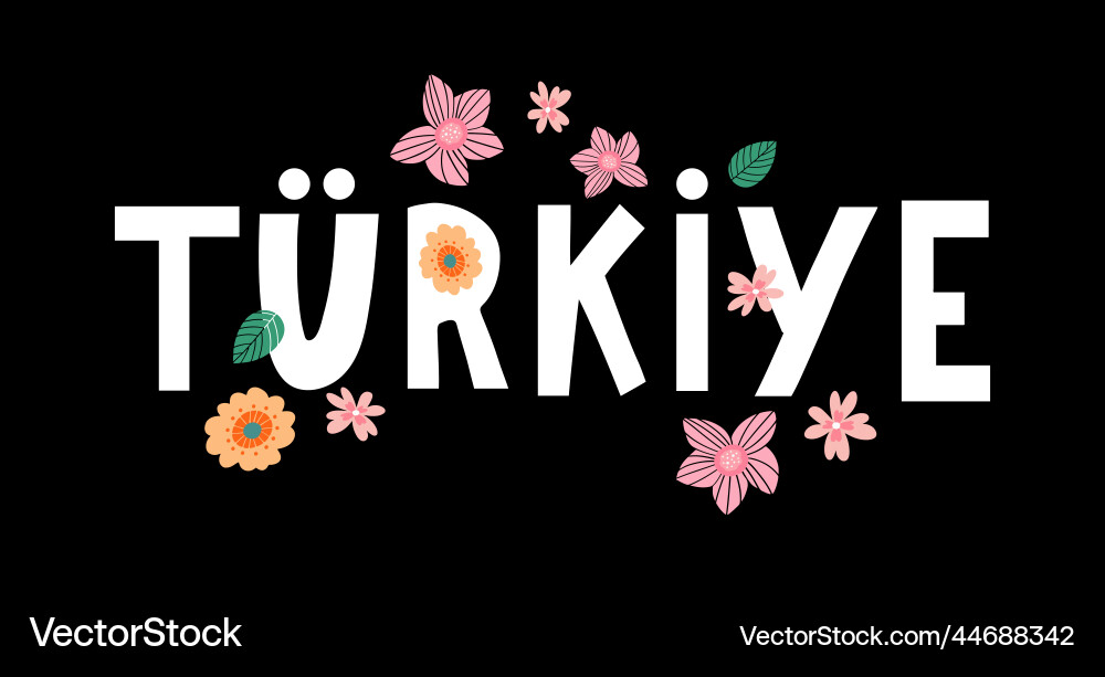 Text in the turkish turkey lettering handwritten Vector Image