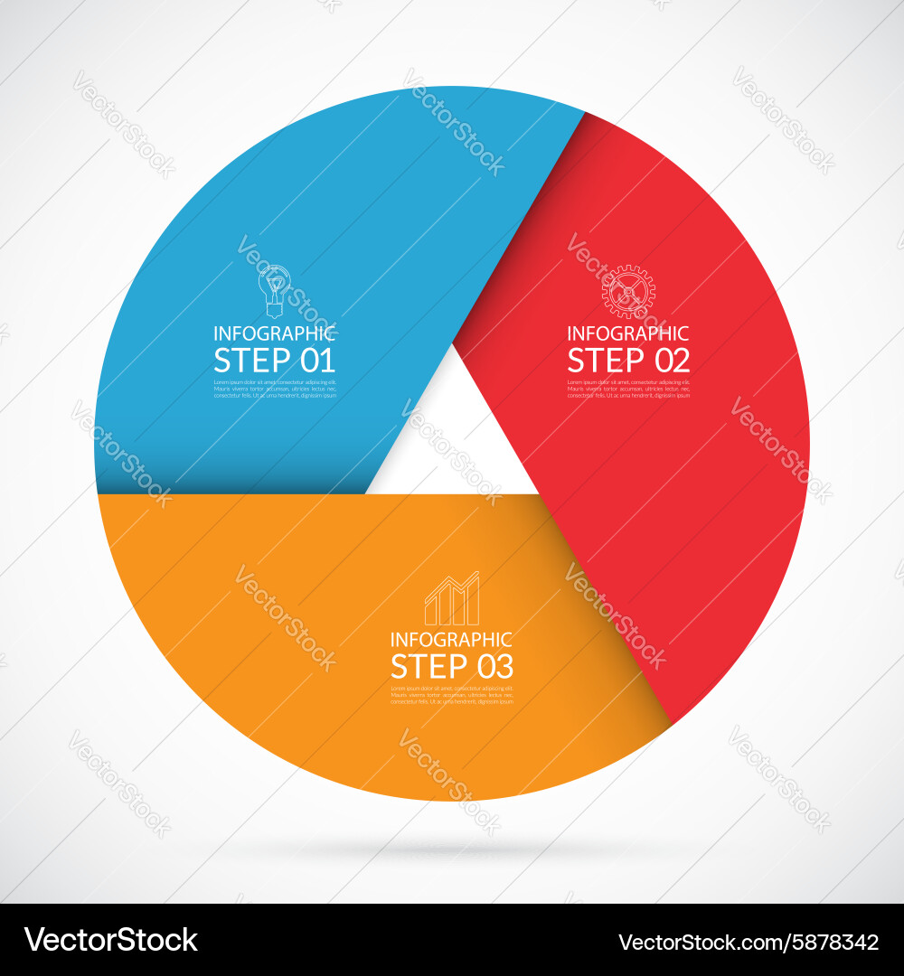Three steps infographic circle template Royalty Free Vector