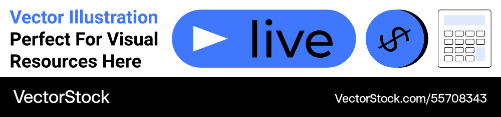 Blue live stream button with play icon dollar Vector Image