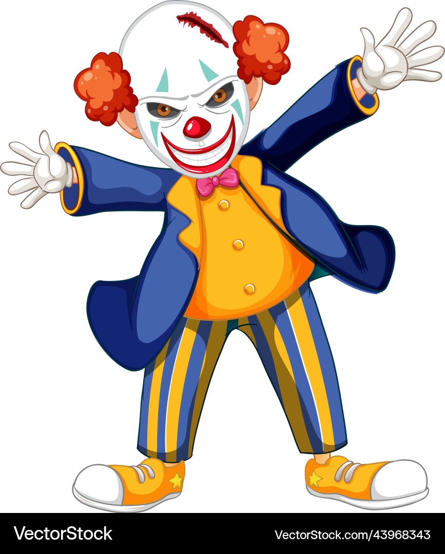 Cartoon creepy clown character Royalty Free Vector Image