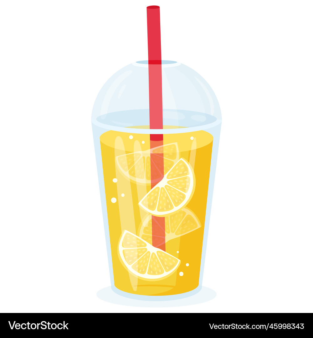 Cartoon lemonade cold soft drink fresh lemon Vector Image