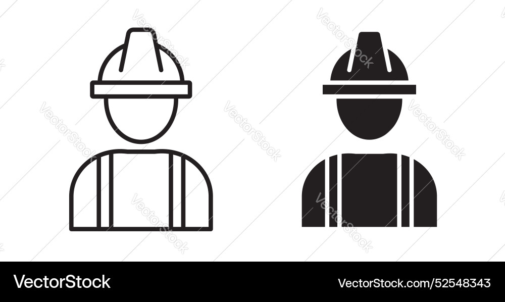 Construction worker thin line icon set Royalty Free Vector