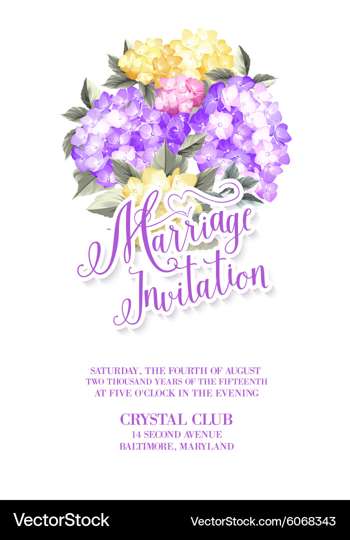 Elegant Hydrangea Wedding Invitation Royalty Free Vector