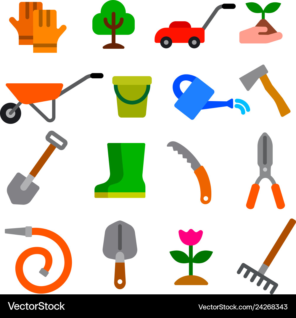 Garden tools icon set Royalty Free Vector Image
