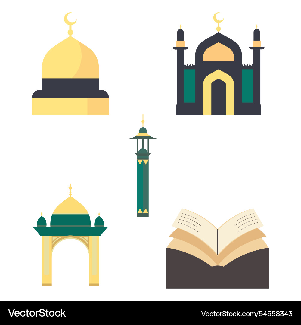 Islamic symbol elements set of mosque dome Vector Image
