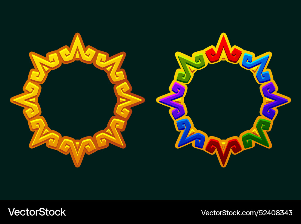 Maya frames aztec solar disk sun symbol Royalty Free Vector