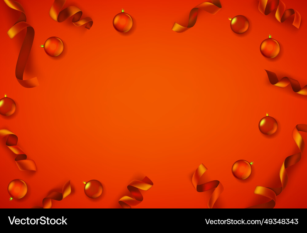 Red silk ribbons and baubles Royalty Free Vector Image