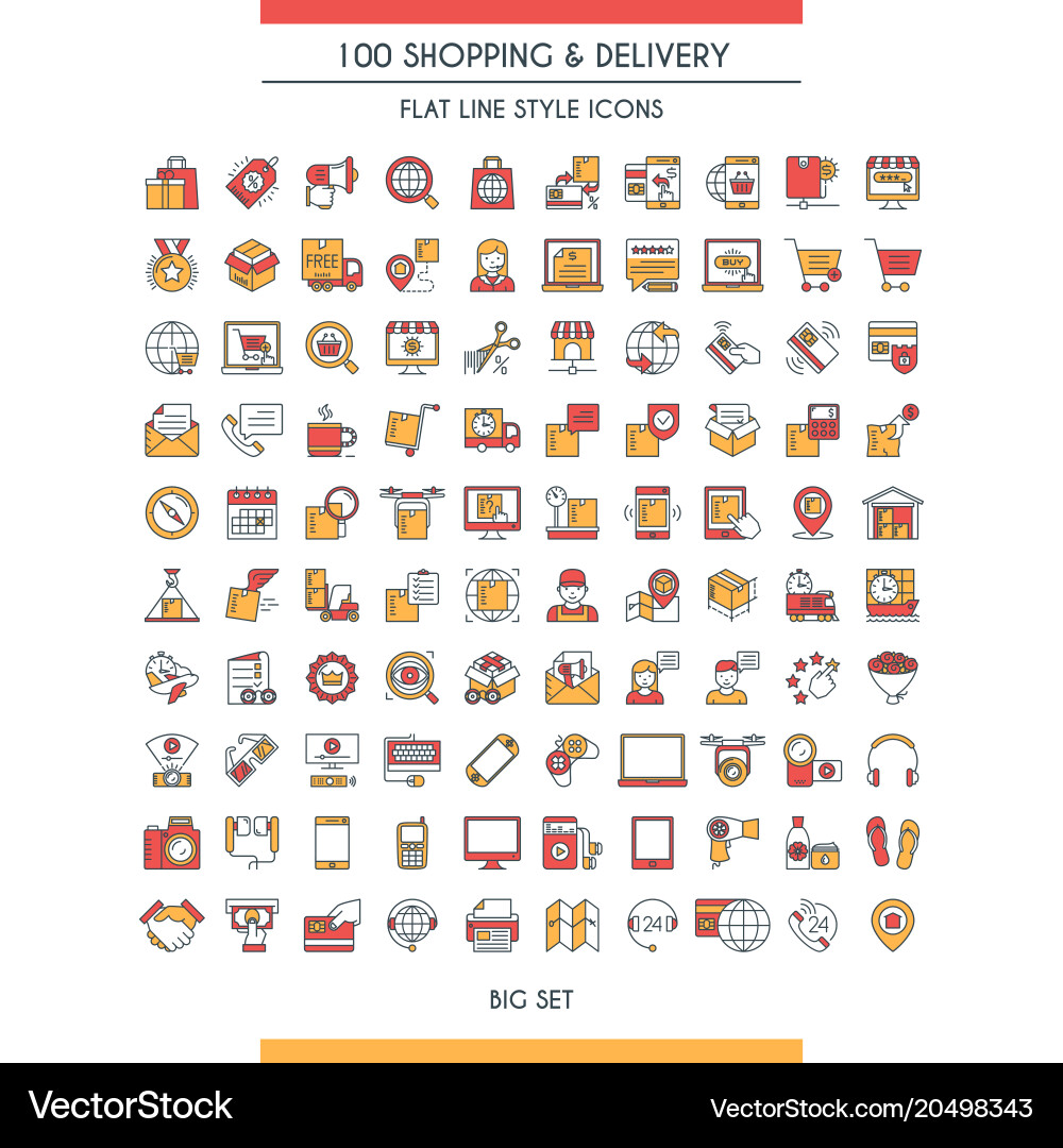 Shopping and delivery icons set Royalty Free Vector Image