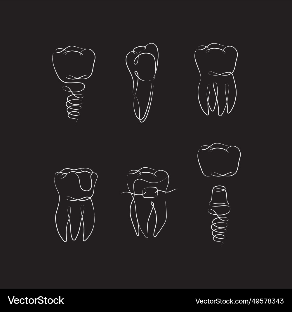 Teeth collection black color Royalty Free Vector Image