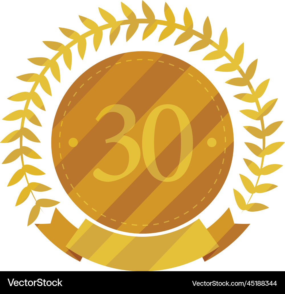 30 anniversary golden badge Royalty Free Vector Image