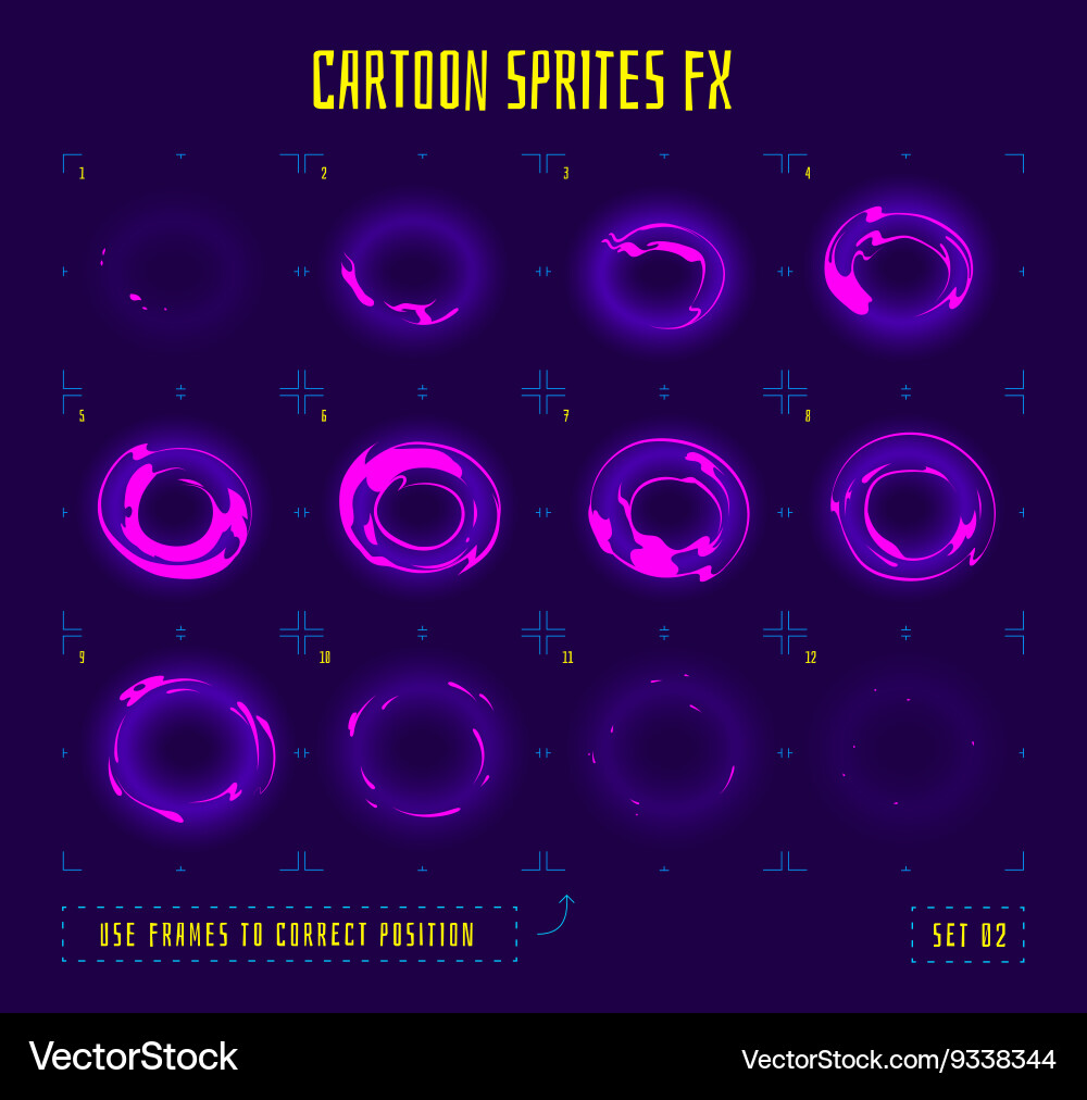Animation frames or energy ring sprites Royalty Free Vector