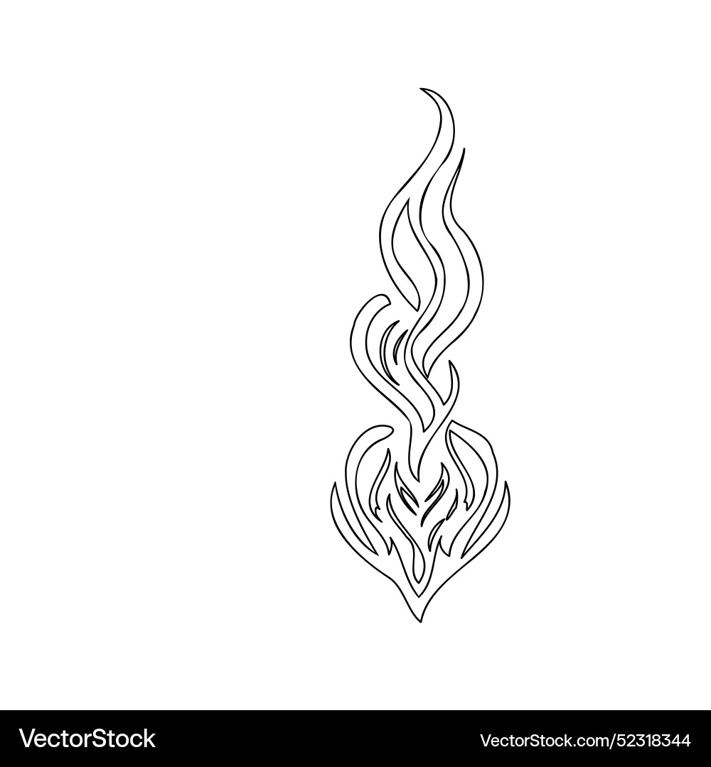 Candle flame fire heart outline sketch Royalty Free Vector