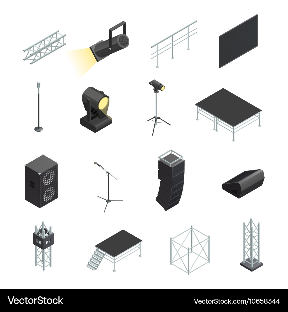 Icons set of stage elements Royalty Free Vector Image