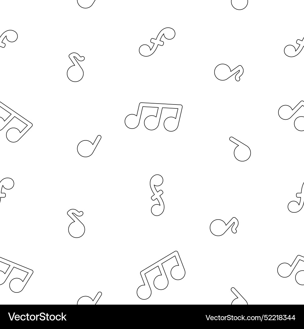 Musical notes seamless pattern coloring page Vector Image