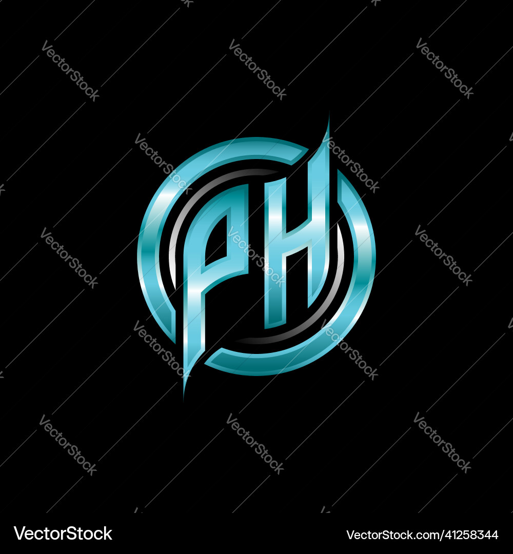 Ph initial monogram logo circle rounded Royalty Free Vector