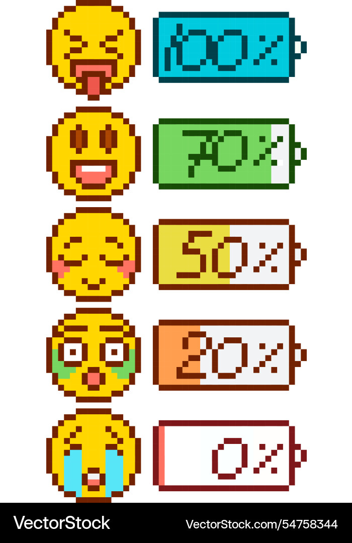 Pixel bar with charge level Royalty Free Vector Image