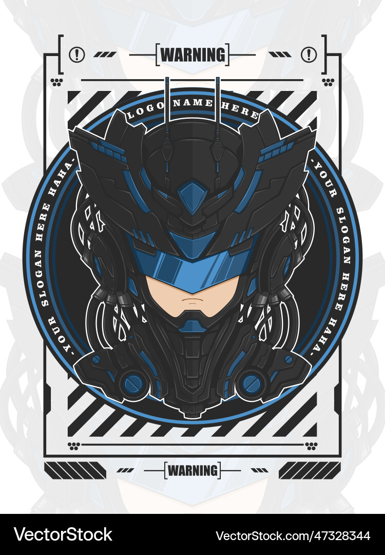 Robot Head Logo - Metallic Royalty Free Vector Image