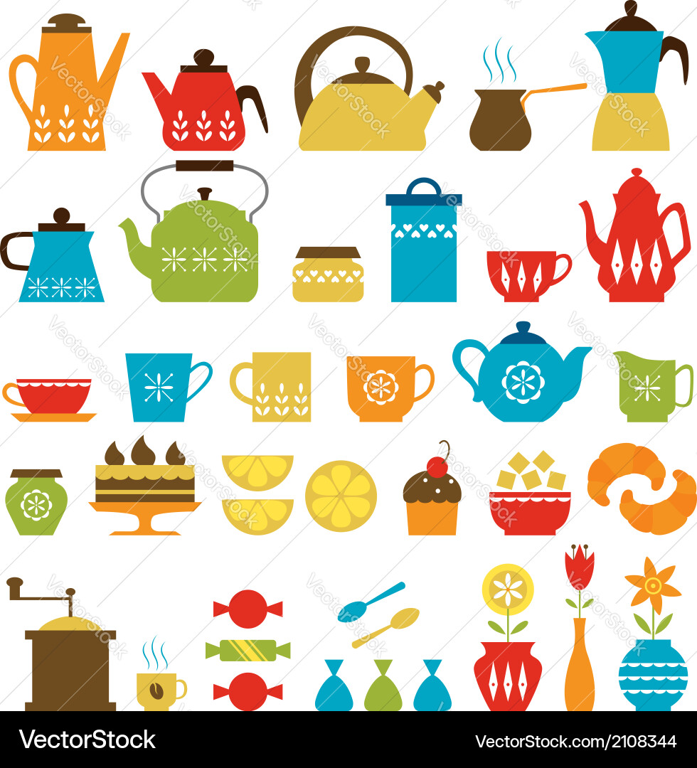 Tea time and coffee Royalty Free Vector Image - VectorStock