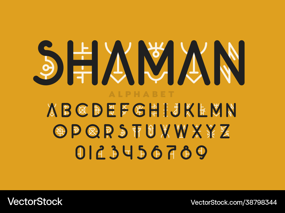 Tribal shamanic style font Royalty Free Vector Image