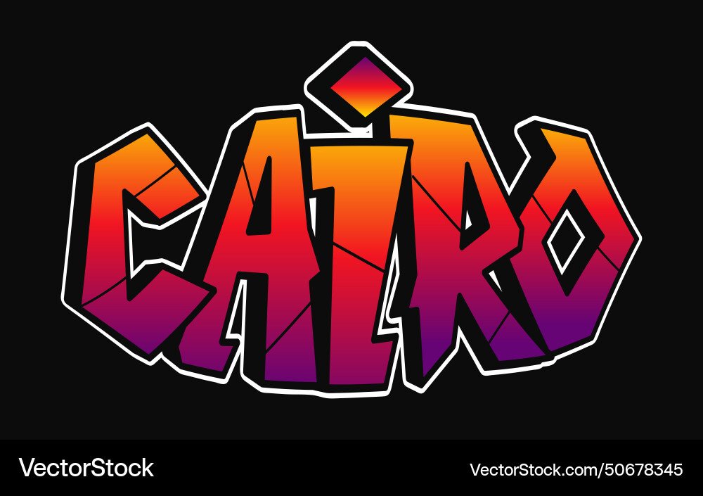 Cairo city - single word letters graffiti style Vector Image