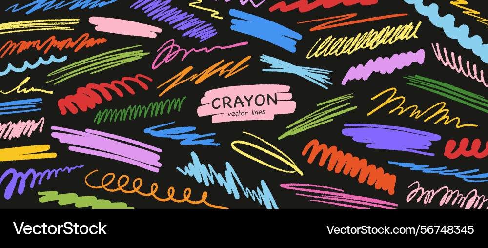 Colorful crayon underlines and scribbles Vector Image