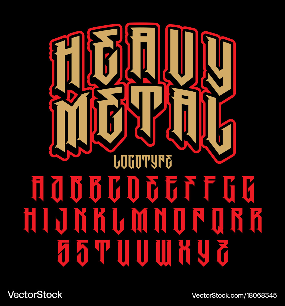 Dark Metal Lettering Font Royalty Free Vector Image