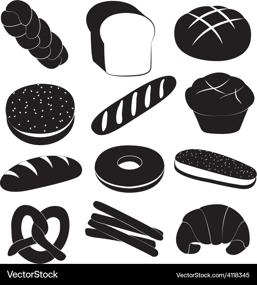 Fresh breads and bakery set Royalty Free Vector Image