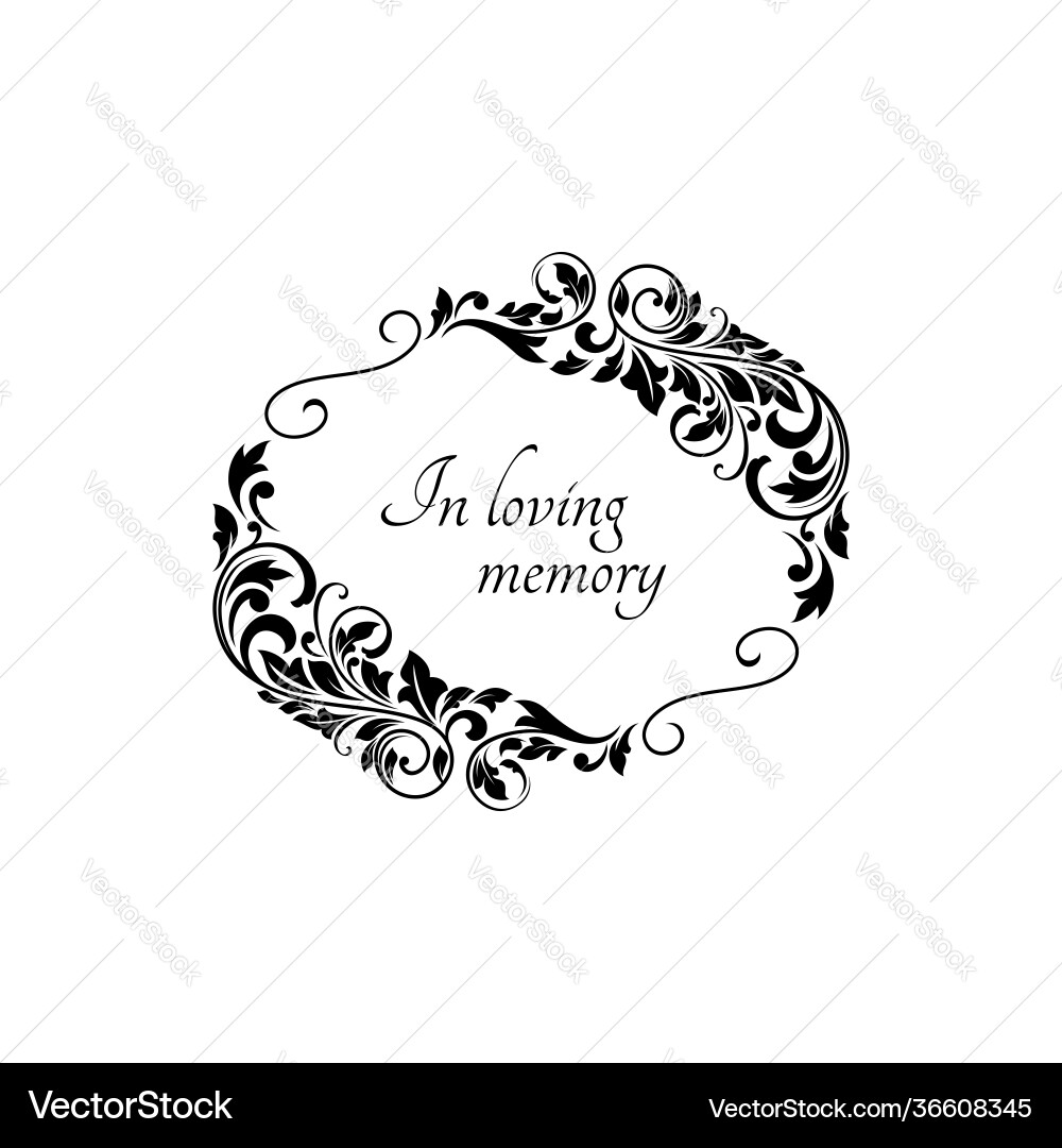 Funeral card with floral wreath retro frame Vector Image