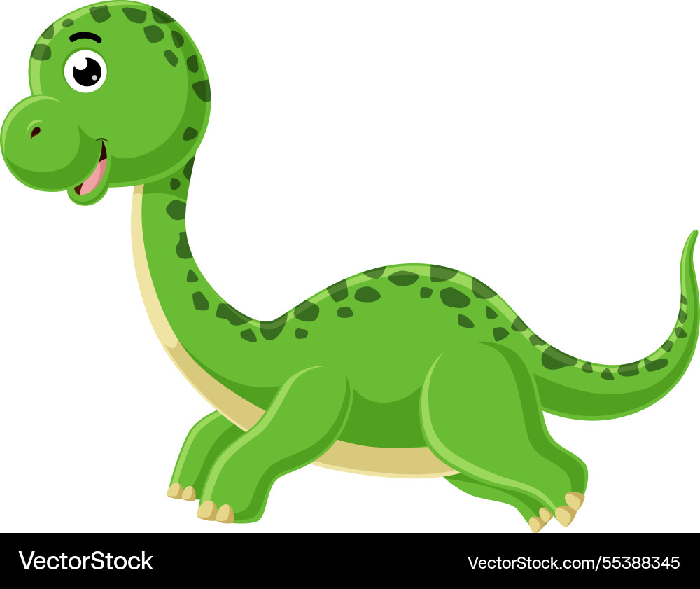 Happy brontosaurus cartoon on white background Vector Image