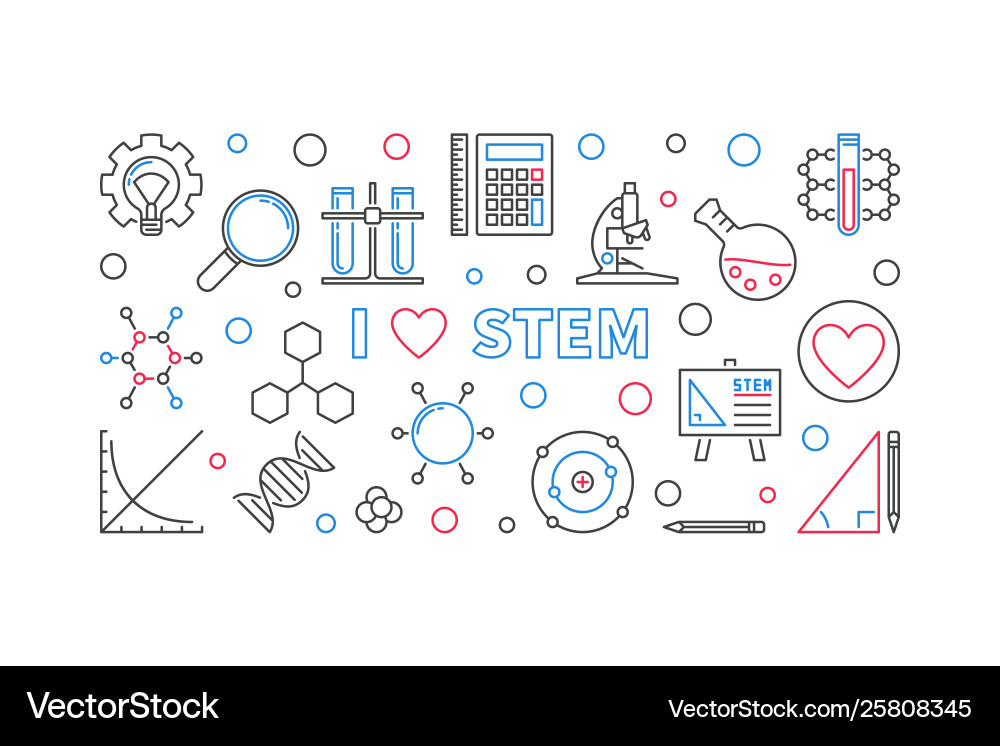 I love stem concept outline banner Royalty Free Vector Image