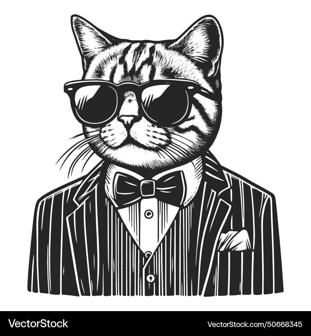 Mafia Cat in Suit Royalty Free Vector Image - VectorStock