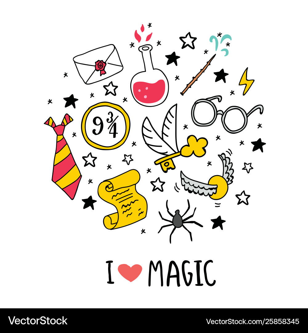 Magic set circle lettering Royalty Free Vector Image