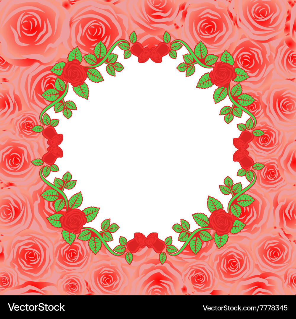 Rose background with frame Royalty Free Vector Image