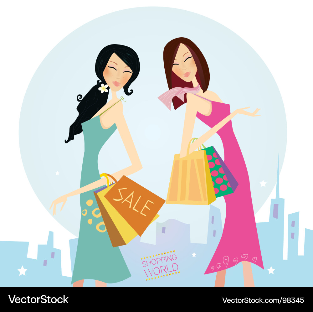 Stylish Women Shopping Royalty Free Vector Image