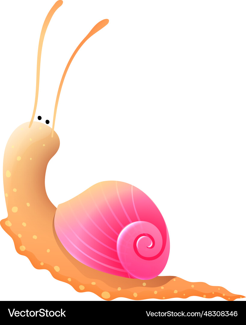 Cute little snail crawling carrying pink shell Vector Image