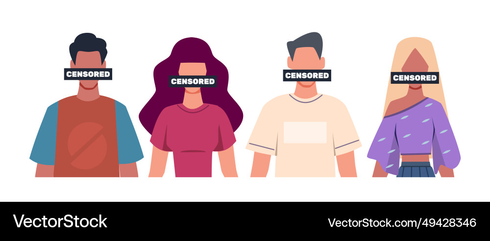 Different people with censorship sign covering Vector Image