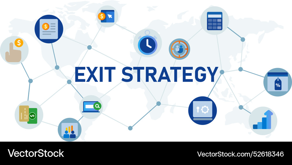 Exit strategy idea business target goals planning Vector Image