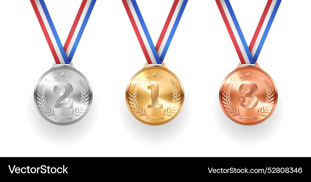 Gold silver and bronze medals for winners Vector Image