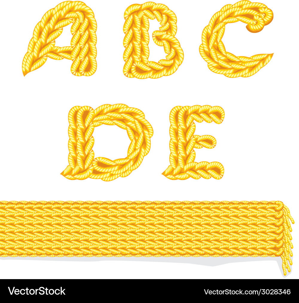 Knitted alphabet a e Royalty Free Vector Image