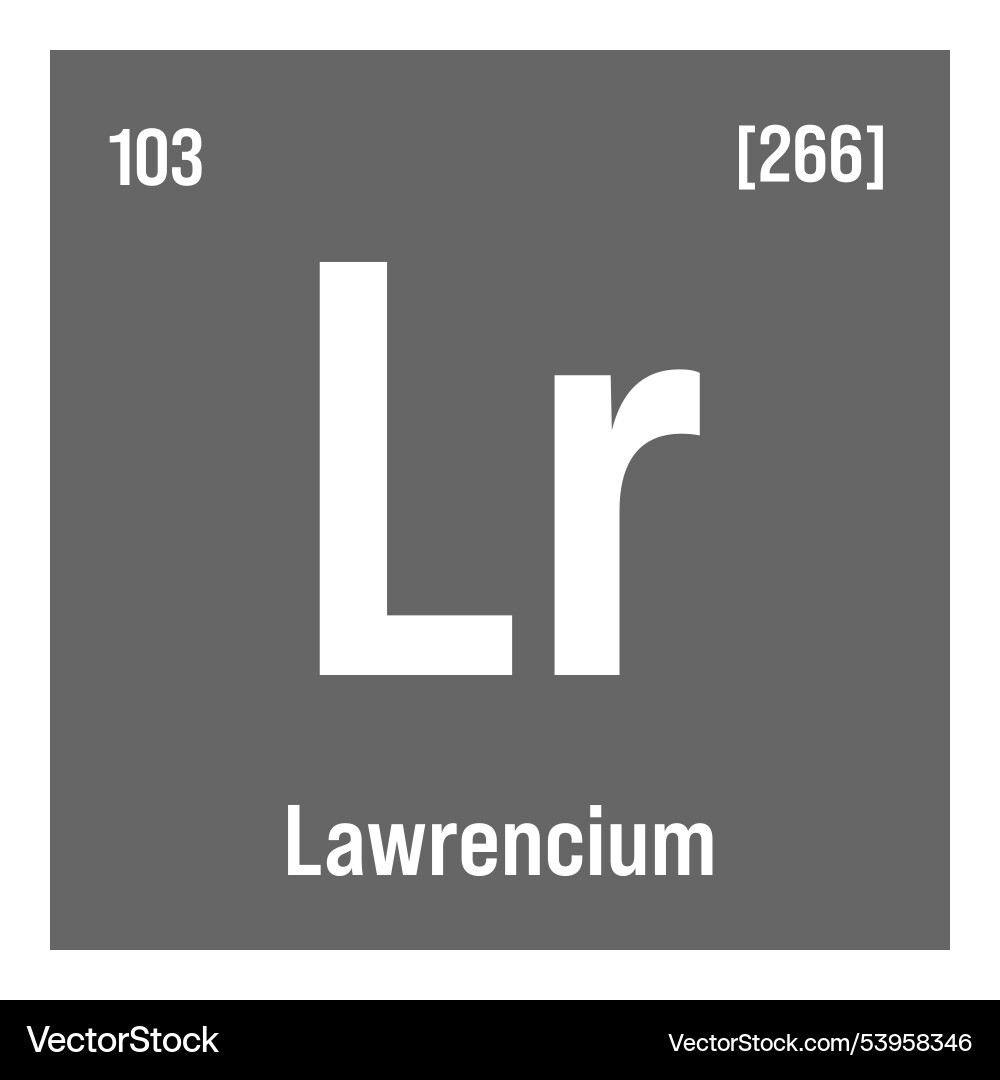 Lawrencium lr periodic table element Royalty Free Vector