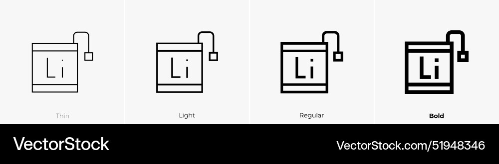 Lithium icon thin light regular and bold style Vector Image