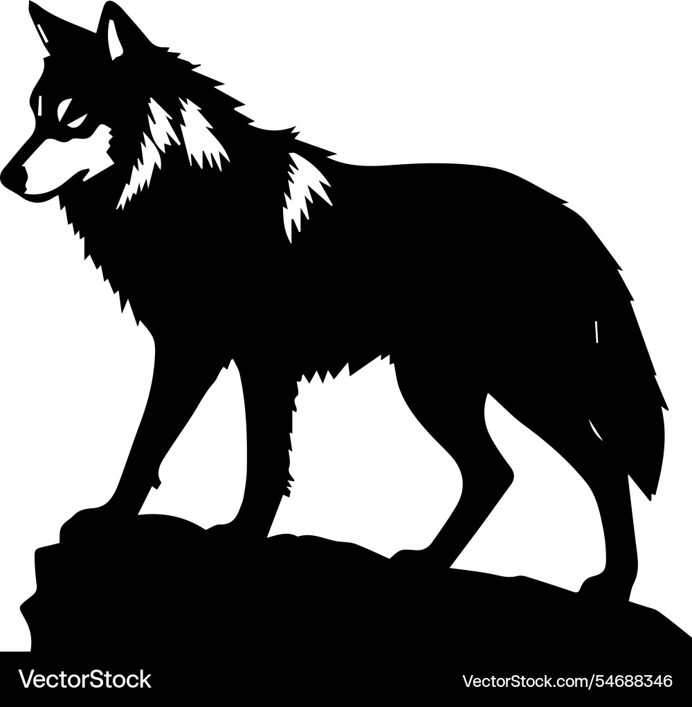 Majestic wolf silhouette art Royalty Free Vector Image