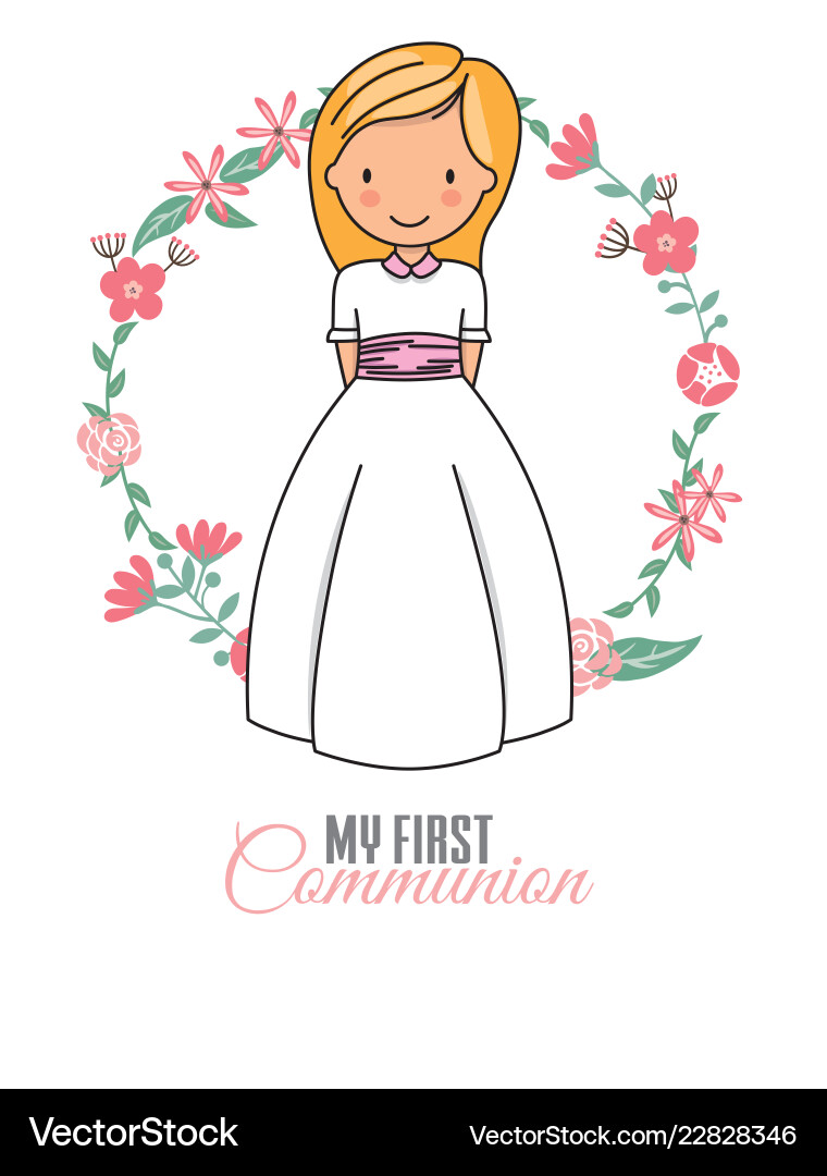 My first communion girl Royalty Free Vector Image