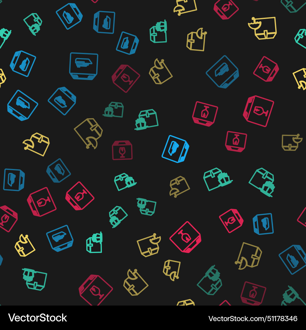 Set line cargo ship with boxes delivery package Vector Image