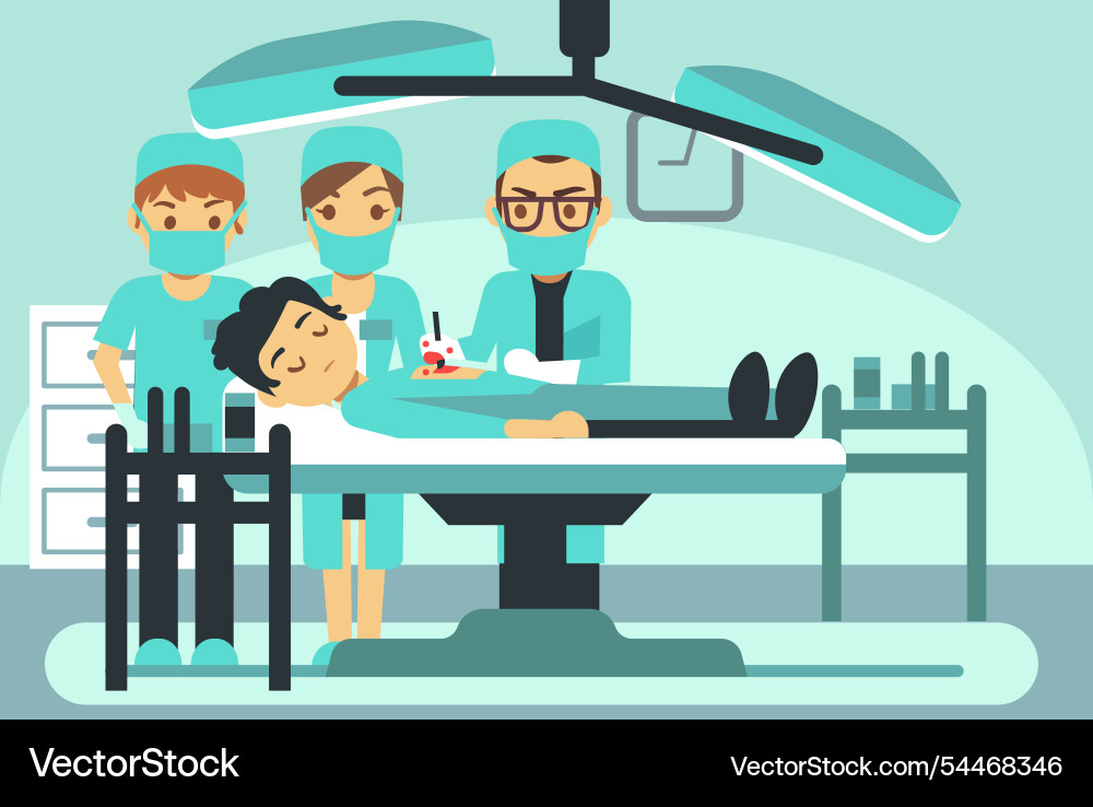 Surgical operation in hospital room interior Vector Image