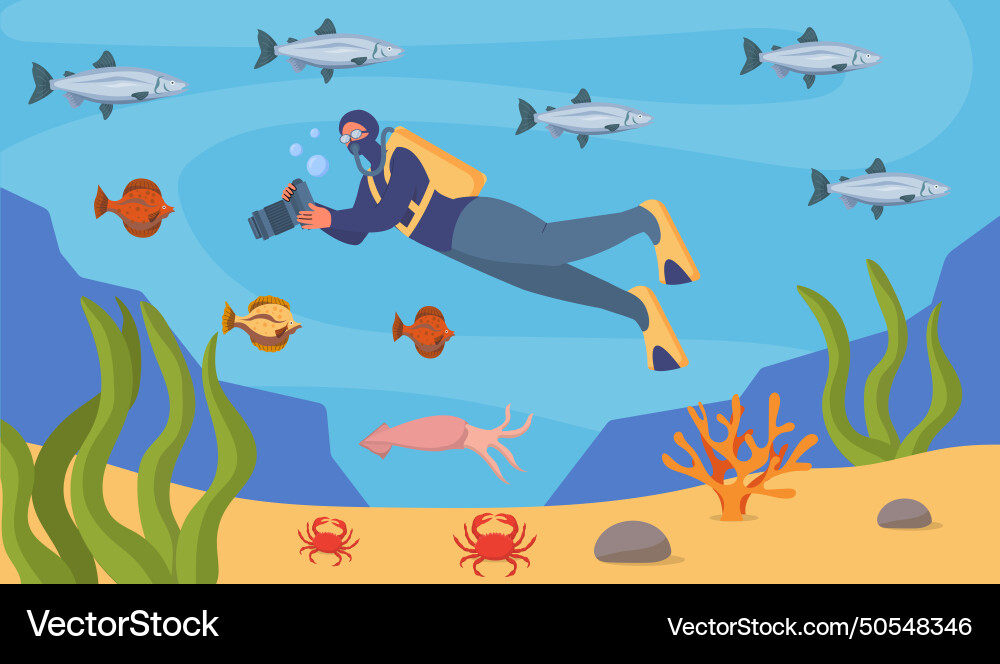 Underwater diver concept Royalty Free Vector Image