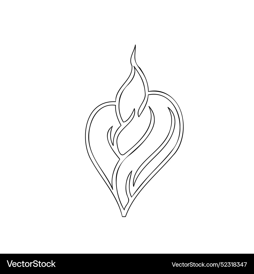 Candle flame fire heart outline sketch Royalty Free Vector