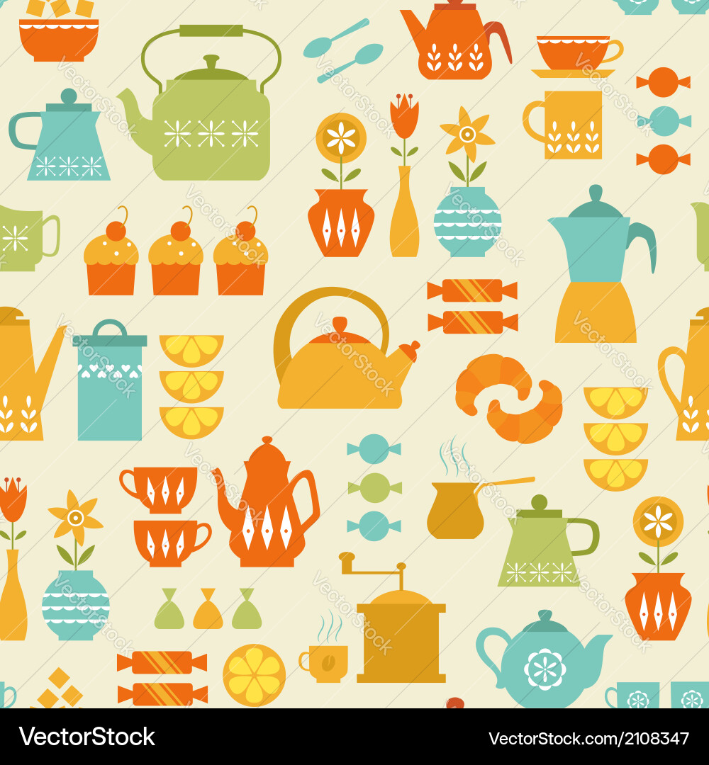 Coffee & Tea Pattern Royalty Free Vector Image