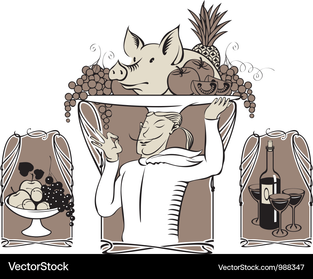 Cook with pig Royalty Free Vector Image - VectorStock