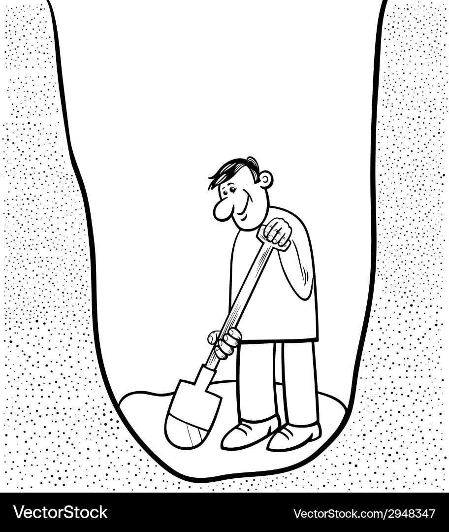 Funny Man Digging Hole Cartoon Royalty Free Vector Image